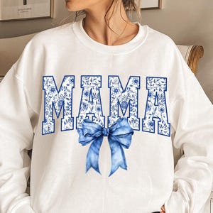 Digital Png File Mama Floral Toile Blue Water Color Coquette Bow Clip ...