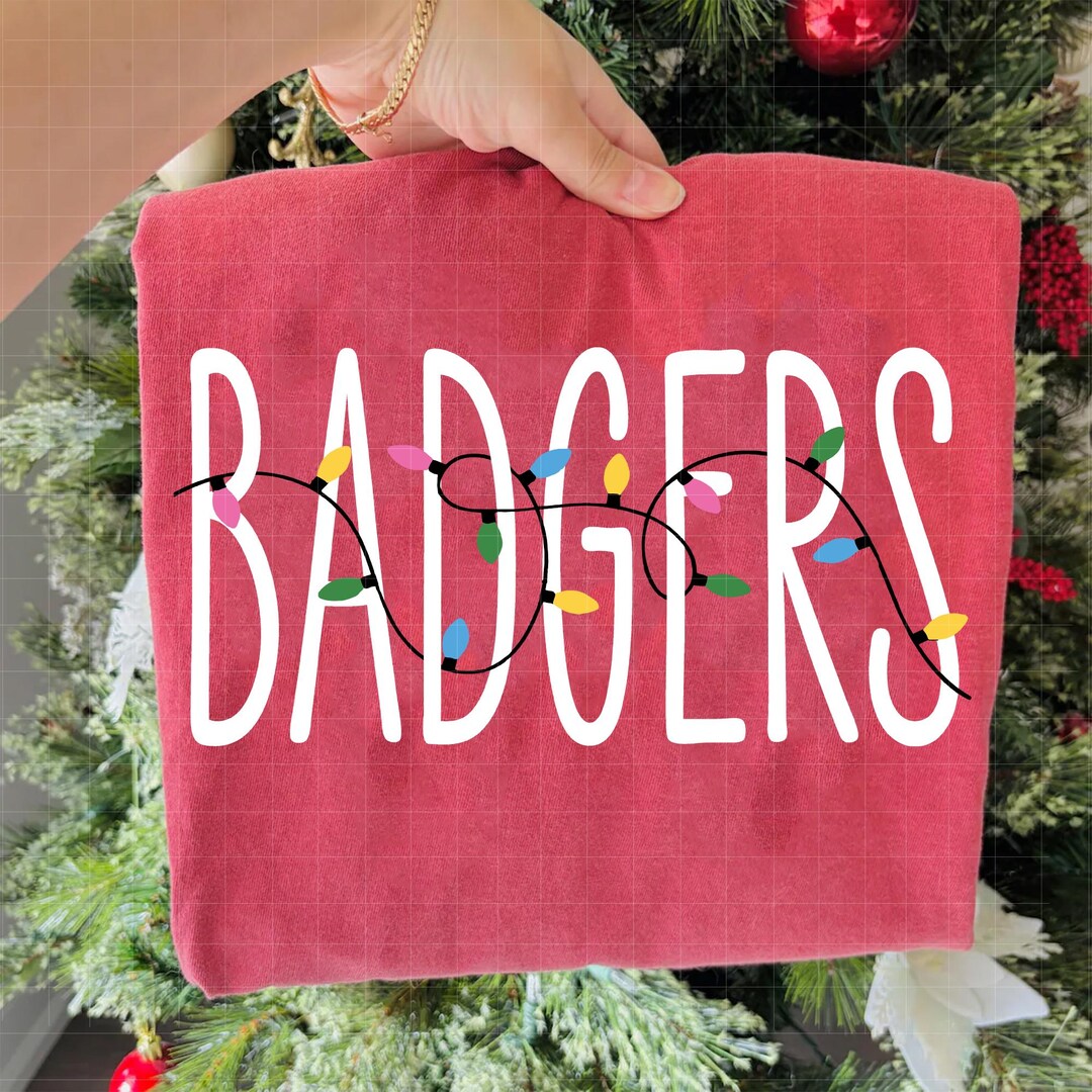 Badgers Christmas PNG, School Mascot Holiday Lights Sublimation, Team ...