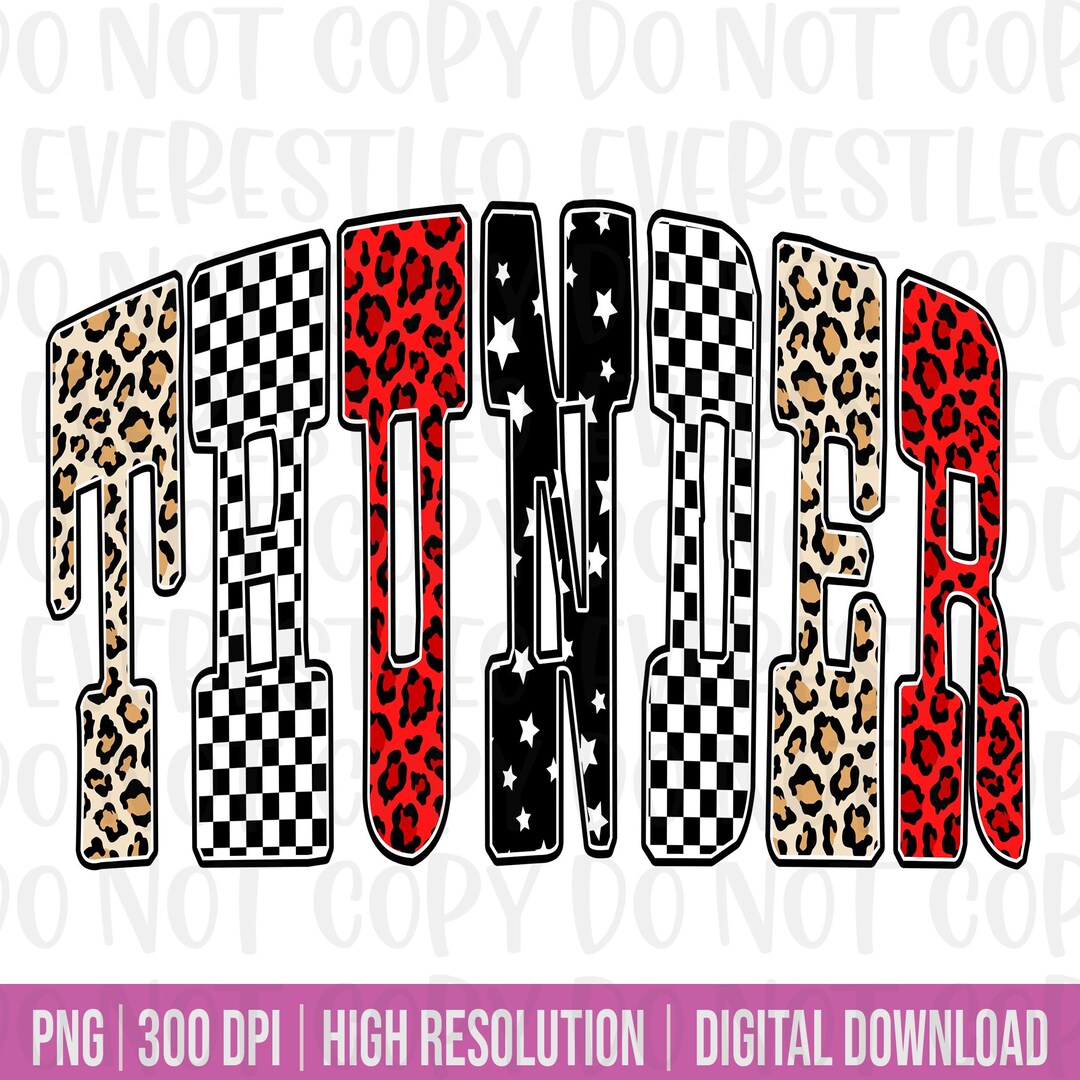 Thunder PNG, Thunder Mascot Varsity Letters Sublimation, Leopard Star ...