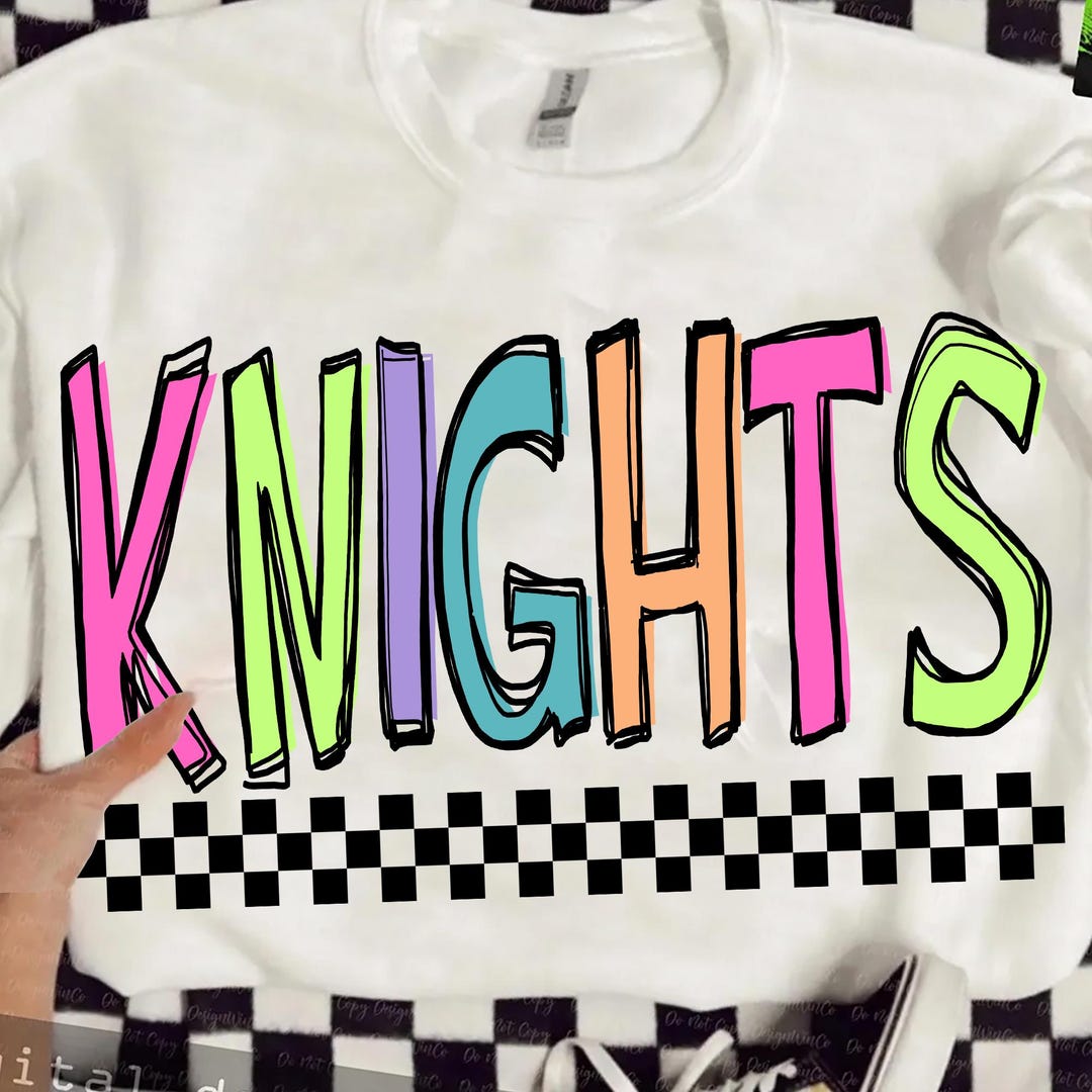 KNIGHTS Png, Colorful Knights Mascot Checkered, Retro Knights ...