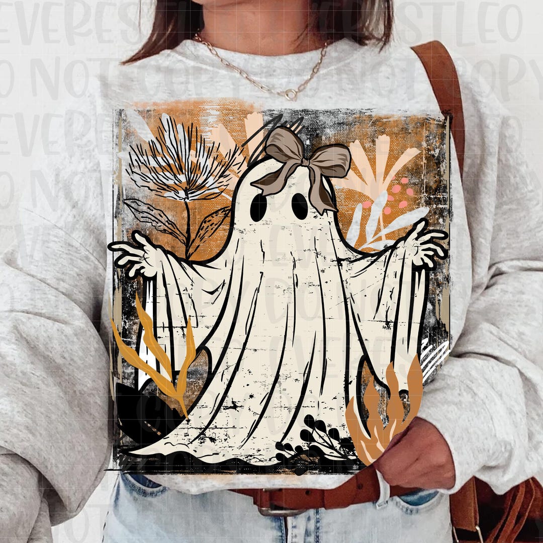 Halloween Fall Ghost Boho Coquette Bow Png, Girly Pink Pumpkin Png ...