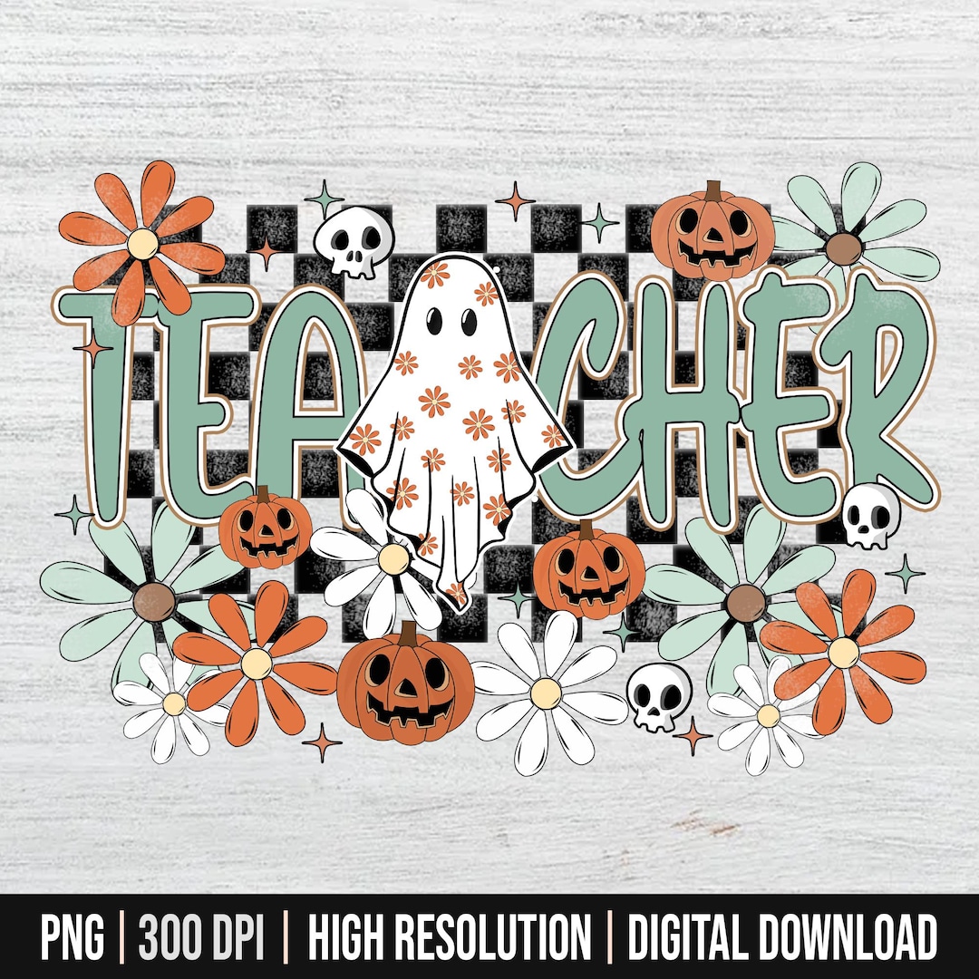 Floral Spooky Teacher Png, Halloween Png, Cute Ghost Png, Spooky Vibes ...