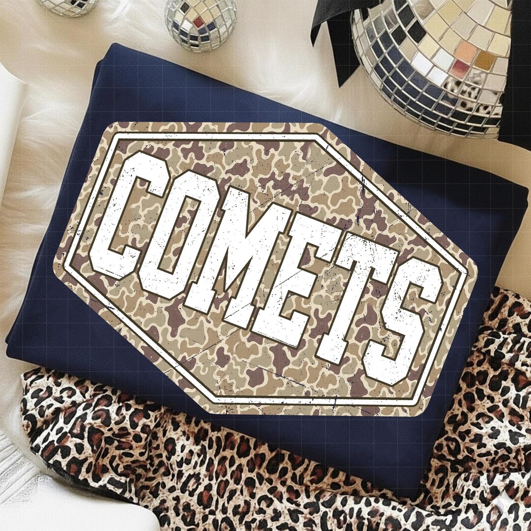 Comets PNG, Retro Camo Mascot Varsity Distressed Design, School Spirit ...