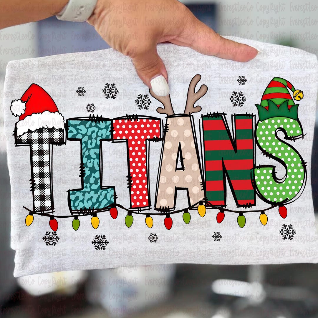 Titans Christmas PNG, School Mascot Team Spirit Sublimation, Patchwork ...