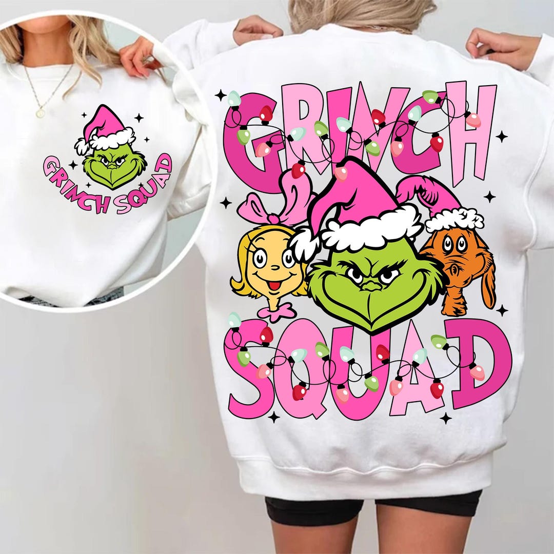 Grinch Squad Png, Grinch Front and Back Png, Christmas Png, Retro ...