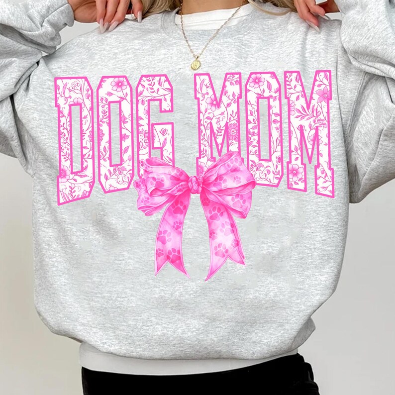 Digital Png File Dog Mom Floral Toile Pink Water Color Coquette Bow ...