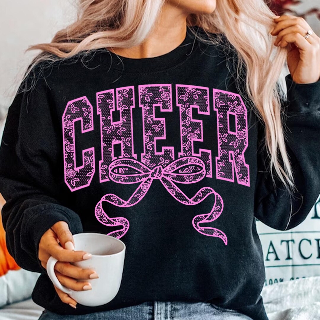 Pink Lace Cheer Coquette Png, Floral Cheer Chinoiserie Png, Cheer ...