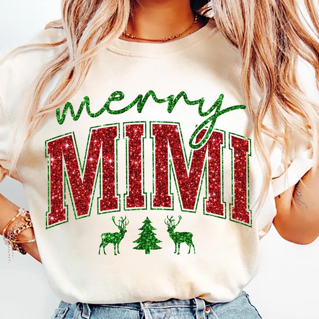 Glitter Christmas Mimi Png, Merry Mama Png, Mama Varsity Png, Christmas ...