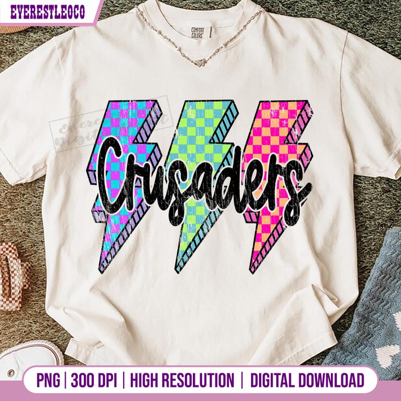 Crusaders Mascot Png Lightning Bolt Checkered Png Retro Crusaders ...