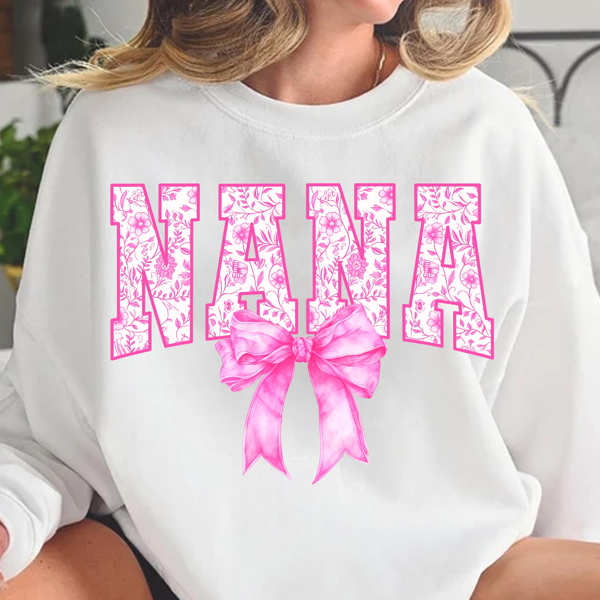 Digital Png File Nana Floral Toile Pink Water Color Coquette Bow Clip ...