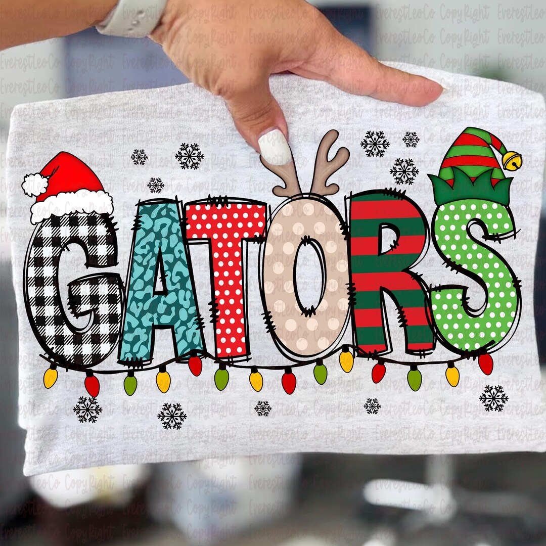 Gators Christmas PNG, School Mascot Team Spirit Sublimation, Patchwork ...