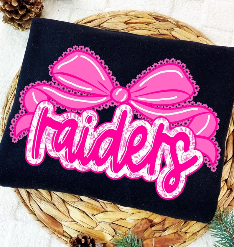 Raiders Png, Raiders Mascot Floral Toile Pink Water Color Coquette Bow ...