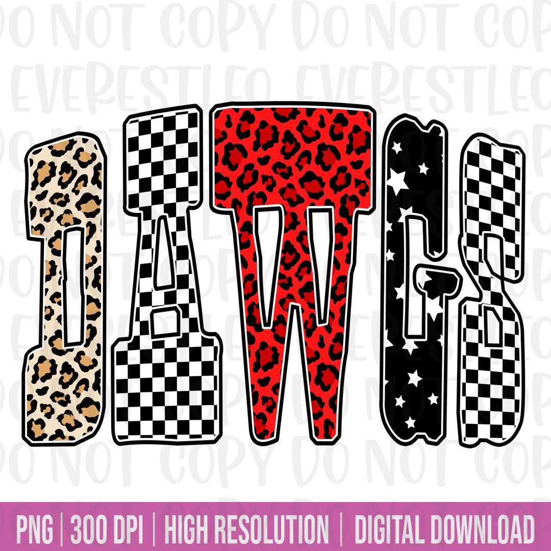 Dawgs PNG, Dawgs Mascot Varsity Letters Sublimation, Leopard Star ...