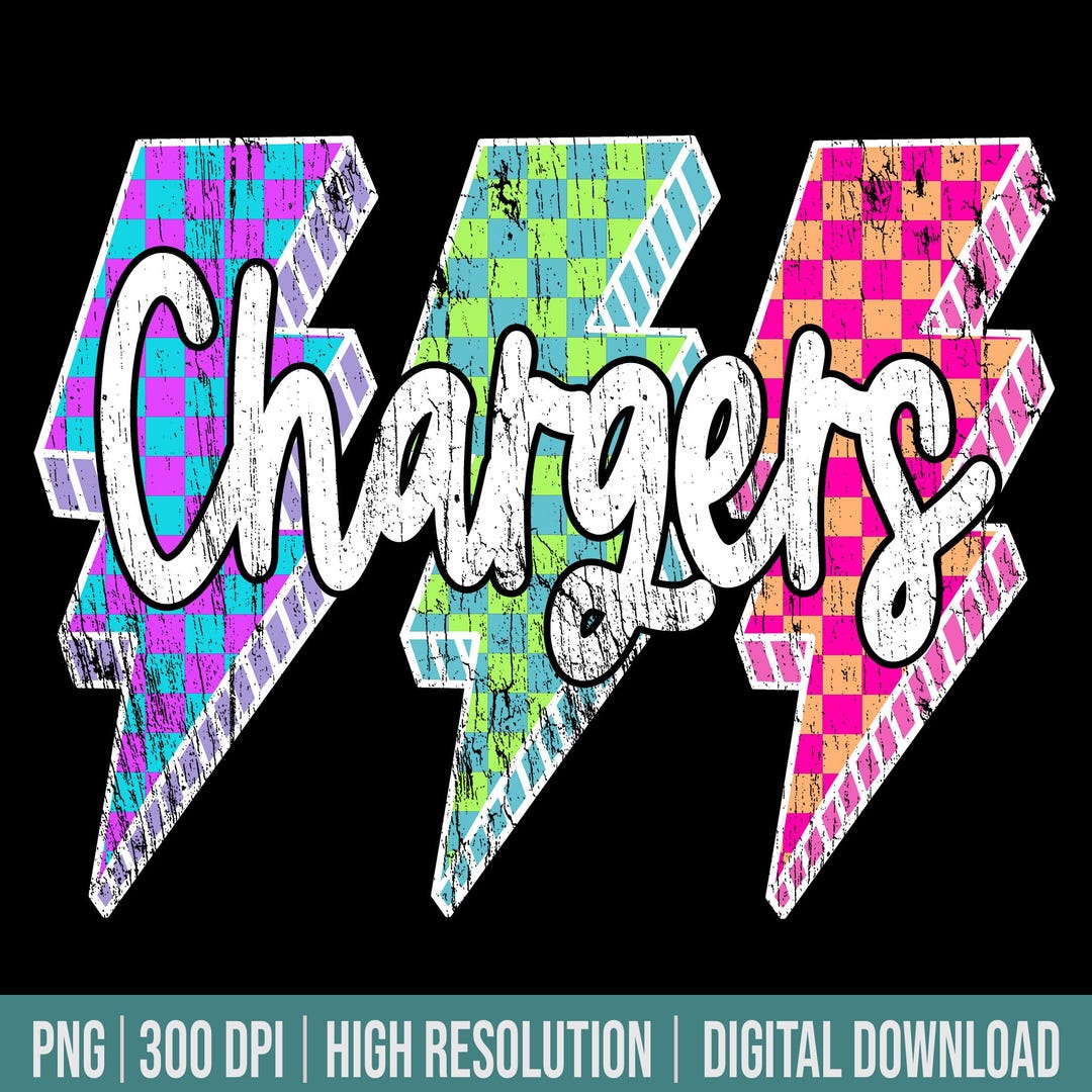 Chargers Mascot Png Lightning Bolt Checkered Png Retro Chargers ...