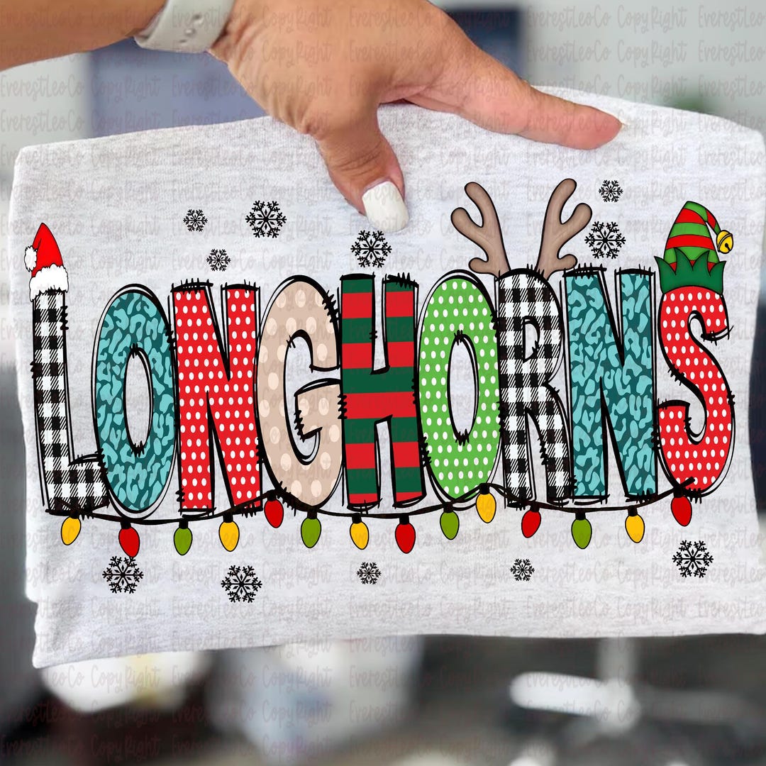 Longhorns Christmas PNG, School Mascot Team Spirit Sublimation ...