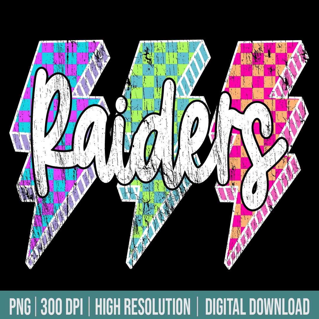 Raiders Mascot Png Lightning Bolt Checkered Png Retro Raiders ...