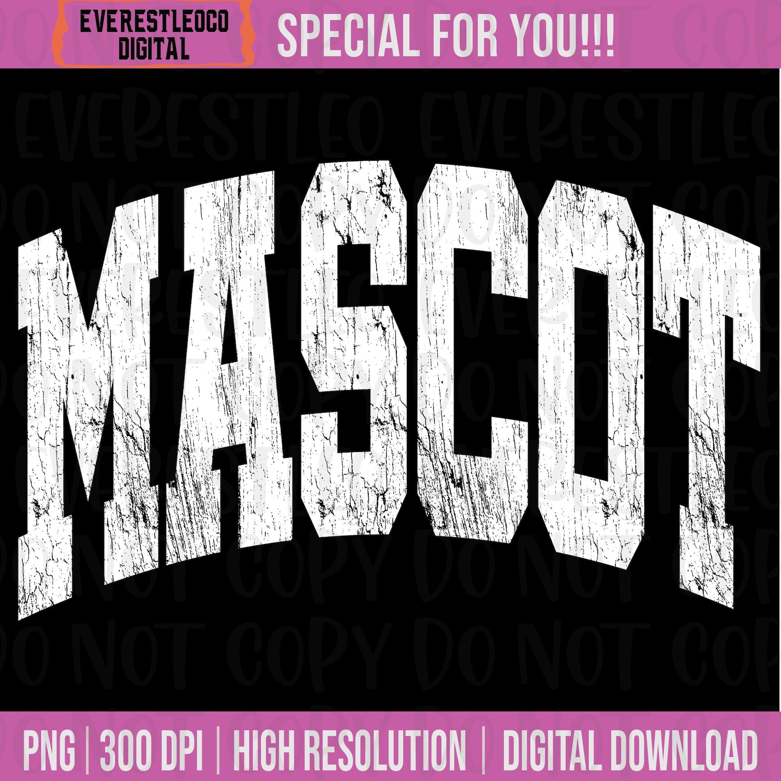 Custom Mascot Png, Distressed Typography Mascot Png, Mascot PNG, Team ...