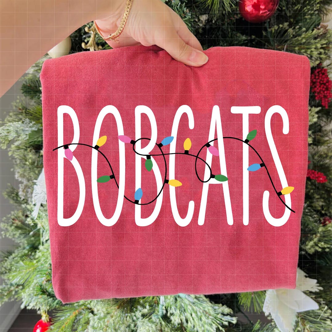 Bobcats Christmas PNG, School Mascot Holiday Lights Sublimation, Team ...