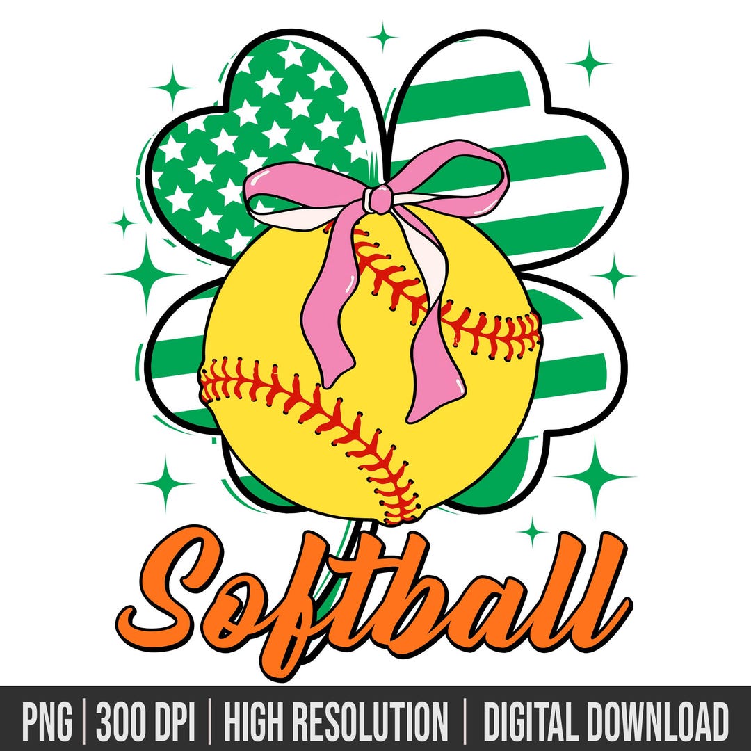 St Patricks Day Shamrock Softball Coquette PNG, St Patricks Day ...