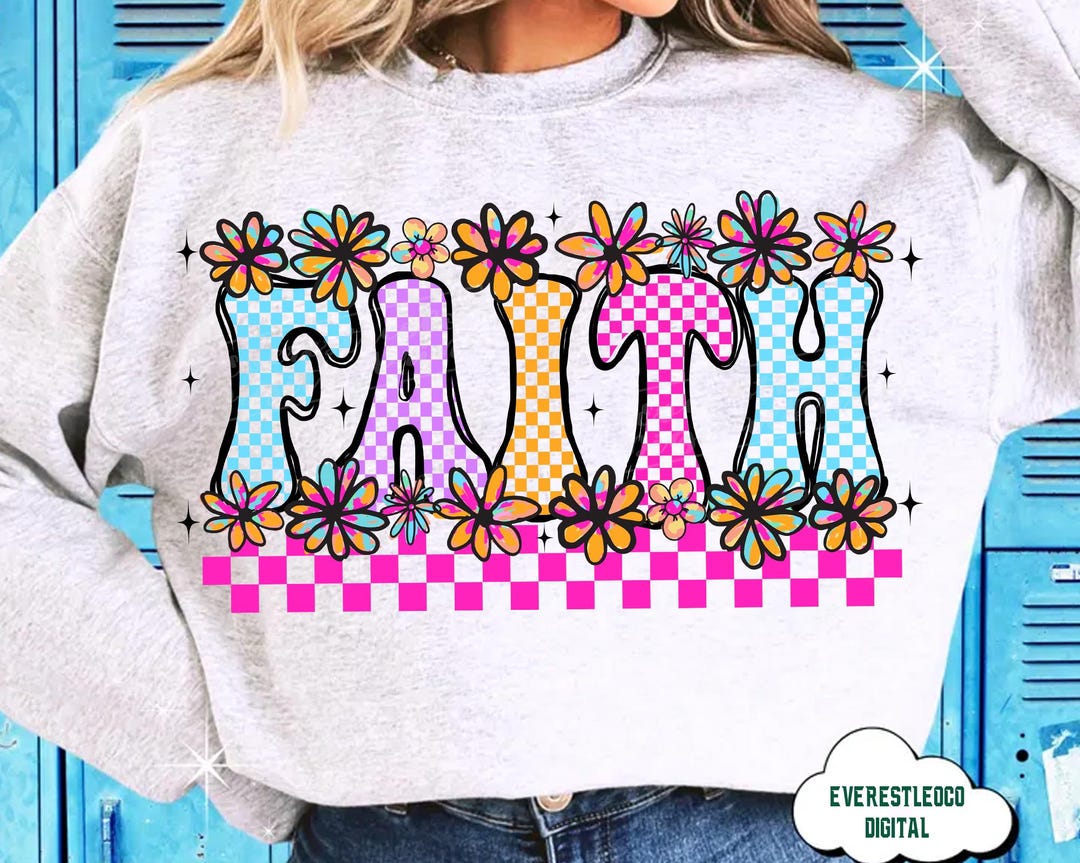 Checkered Faith Floral Png, Faith Flower Png, Faith Coquette Bow Png ...