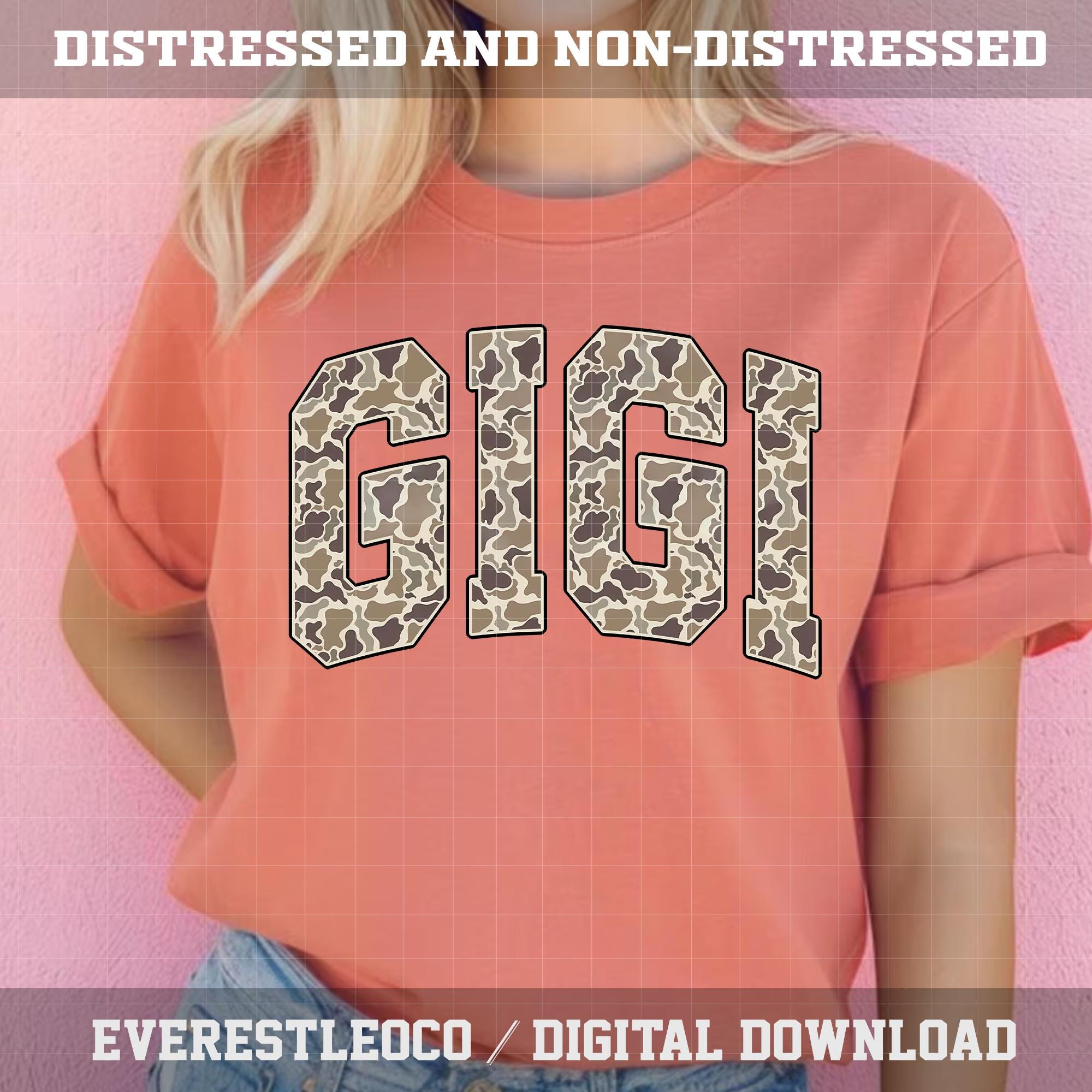 Gigi PNG Retro Camo Varsity Letters, Distressed Grandma Sublimation ...