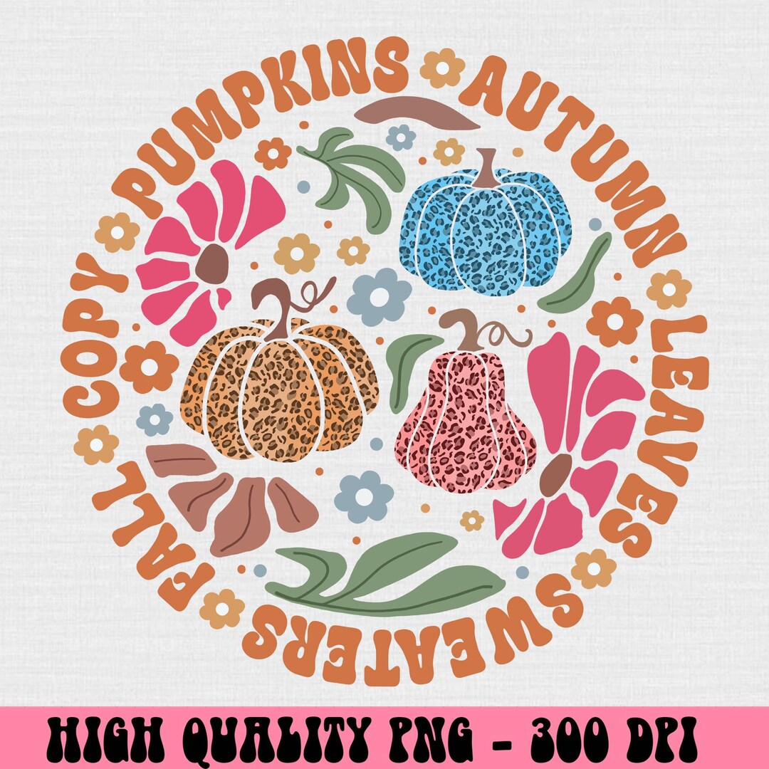 Fall Pumpkins PNG, Retro Fall Png, Retro Autumn Png, Cute Girly Autumn ...
