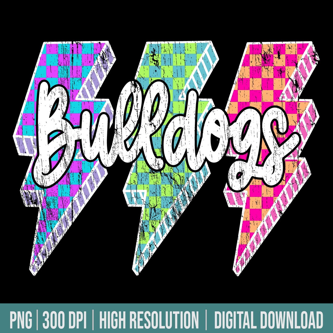Bulldogs Mascot Png Lightning Bolt Checkered Png Retro Bulldogs ...