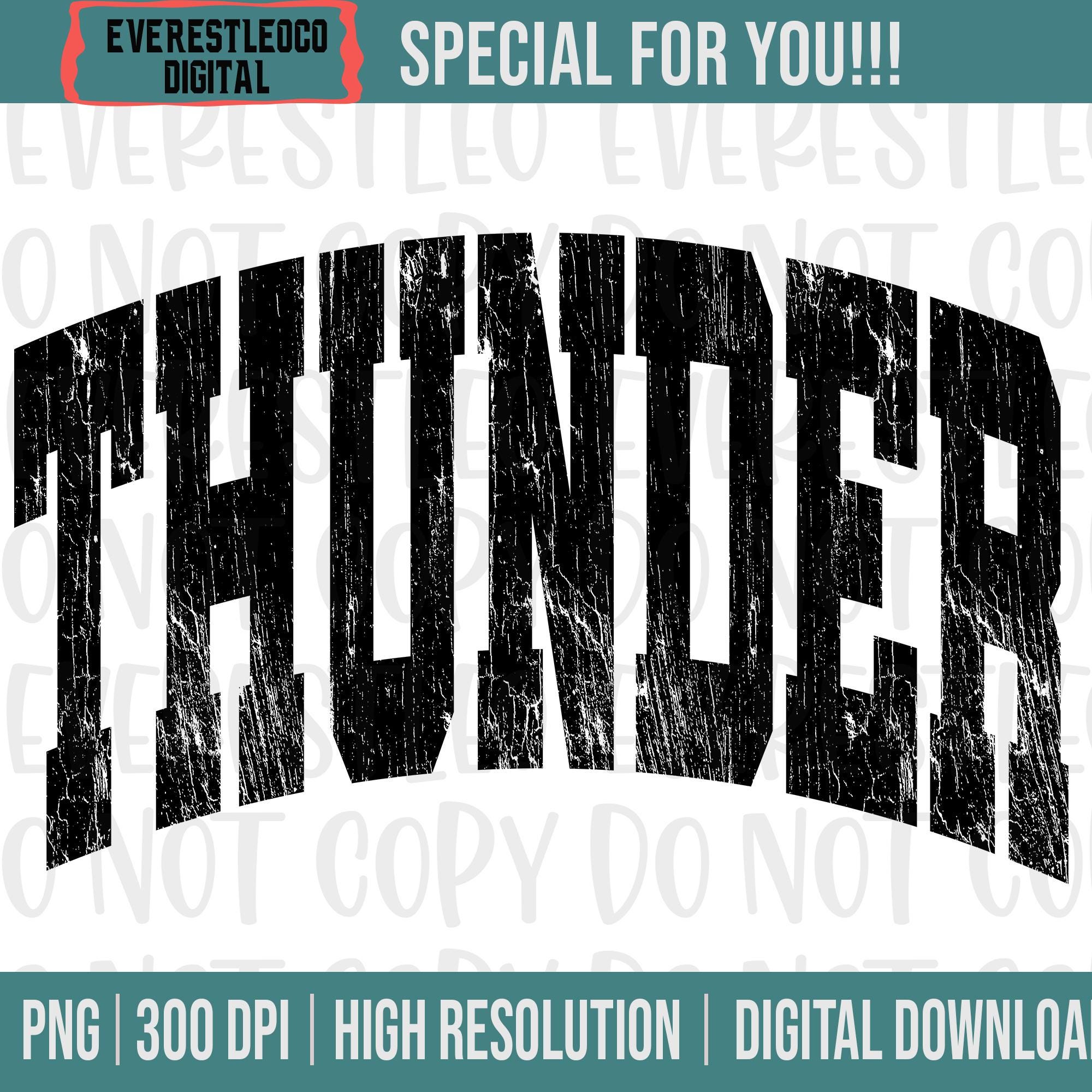Thunder Png, Thunder Retro Typography Distressed School Spirit PNG ...