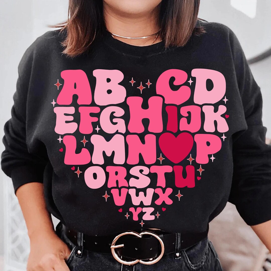 ABC I Love You Heart PNG Retro Valentine's Day Cute Valentine's Day ...