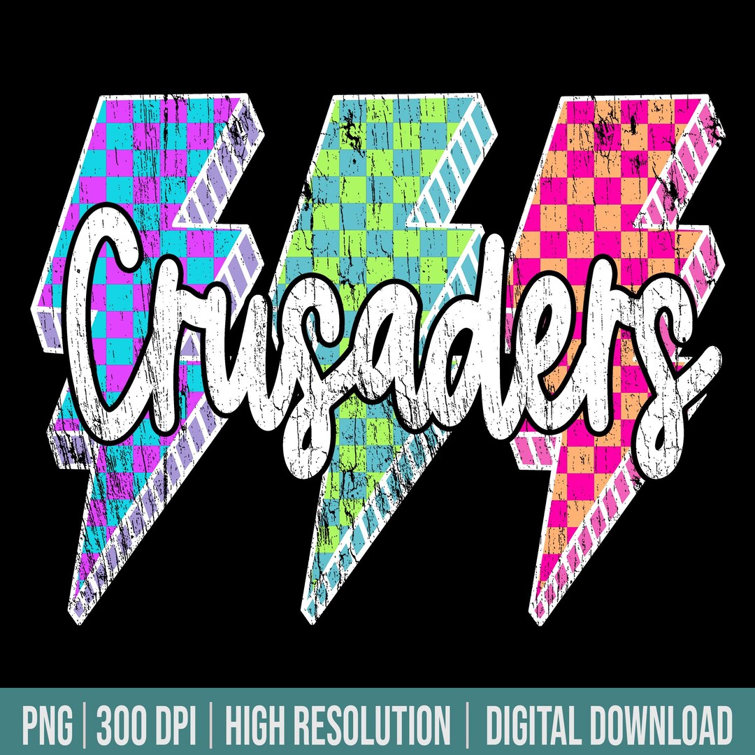 Crusaders Mascot Png Lightning Bolt Checkered Png Retro Crusaders ...