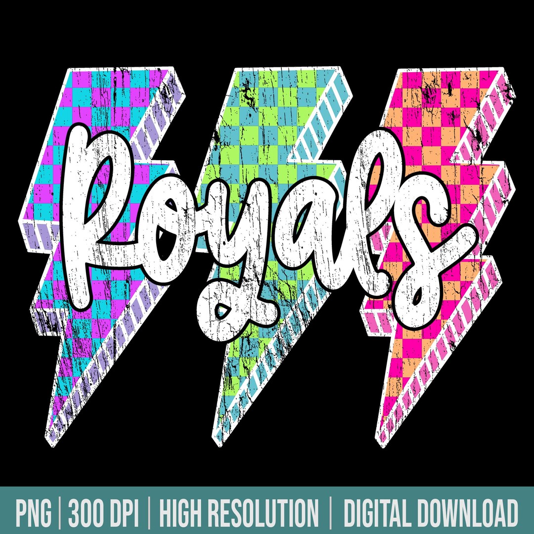 Royals Mascot Png Lightning Bolt Checkered Png Retro Royals Sublimation ...