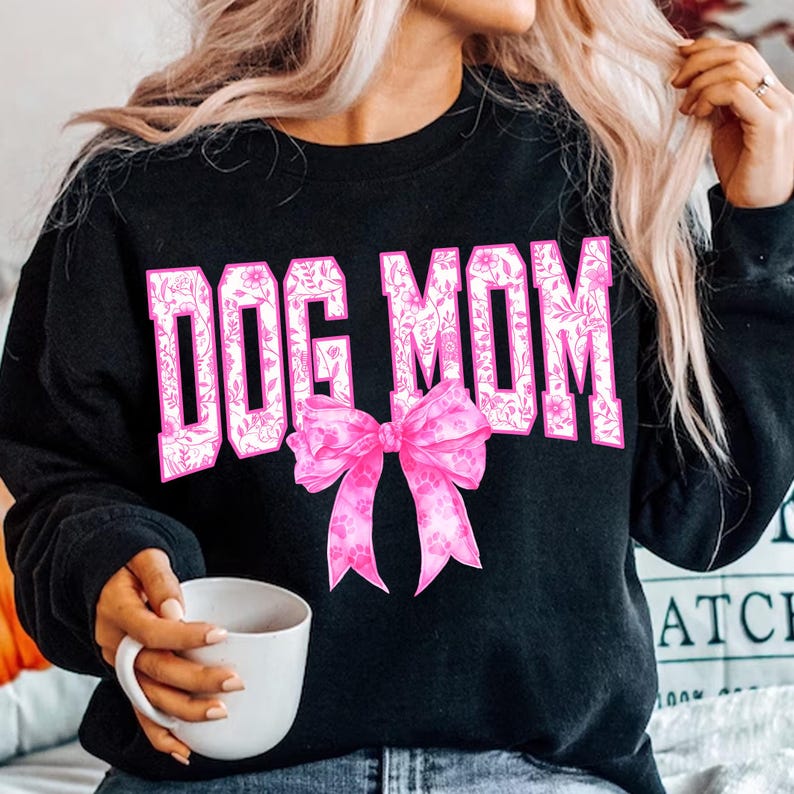 Digital Png File Dog Mom Floral Toile Pink Water Color Coquette Bow ...