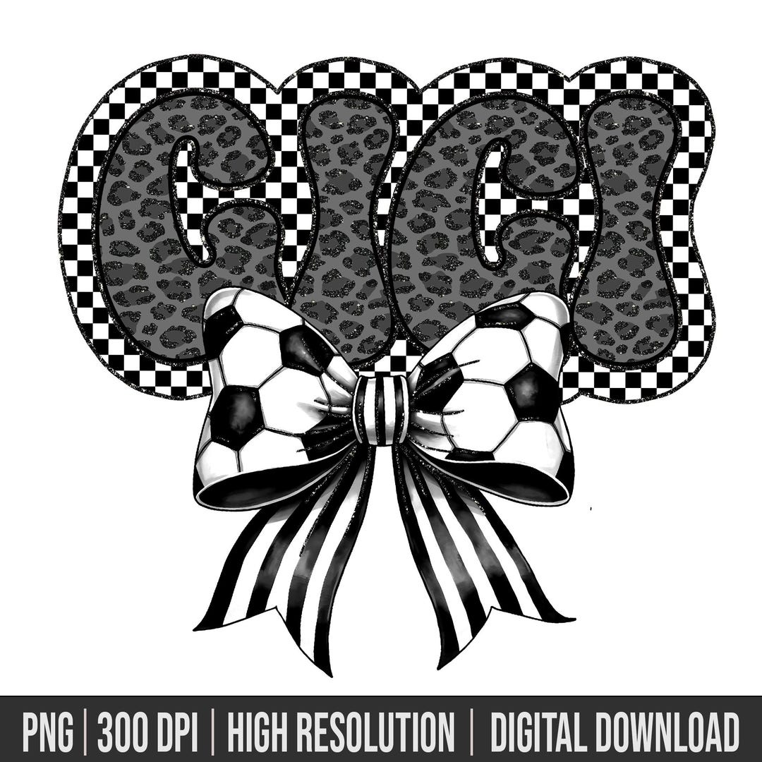 Soccer Gigi PNG, Soccer Coquette Bow Design, Gameday, Glitter, PNG ...