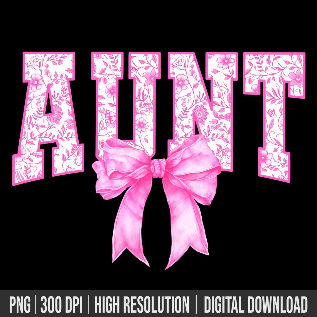 Digital Png File Aunt Floral Toile Pink Water Color Coquette Bow Clip ...