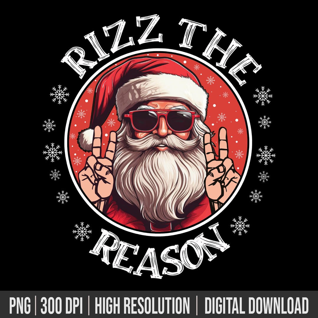 Punk Rock Retro Rizz the Season Funny Santa Clause Rizzler Png, Funny ...