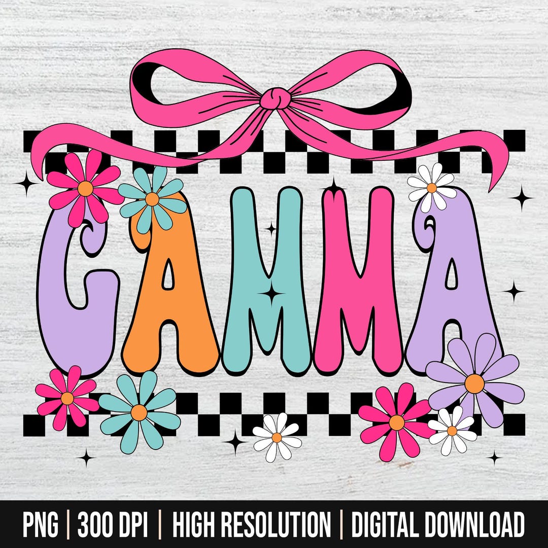 Floral GAMMA Checkered Coquette Bow Png, Gamma Flower Png, GAMMA ...