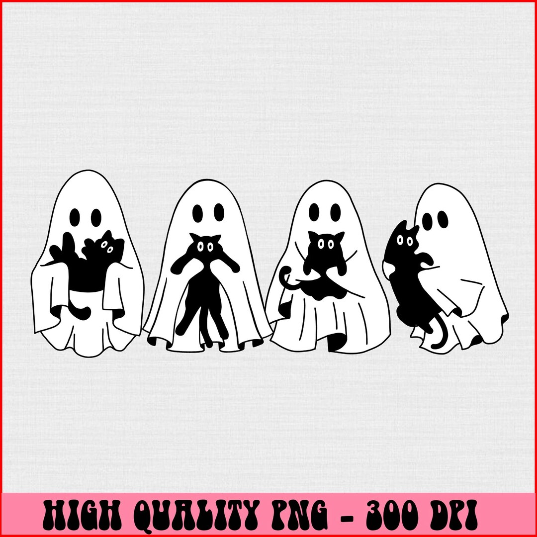 Ghosts With Cat Png, Cute Halloween Ghosts Png, Cat Lover Ghost Png ...