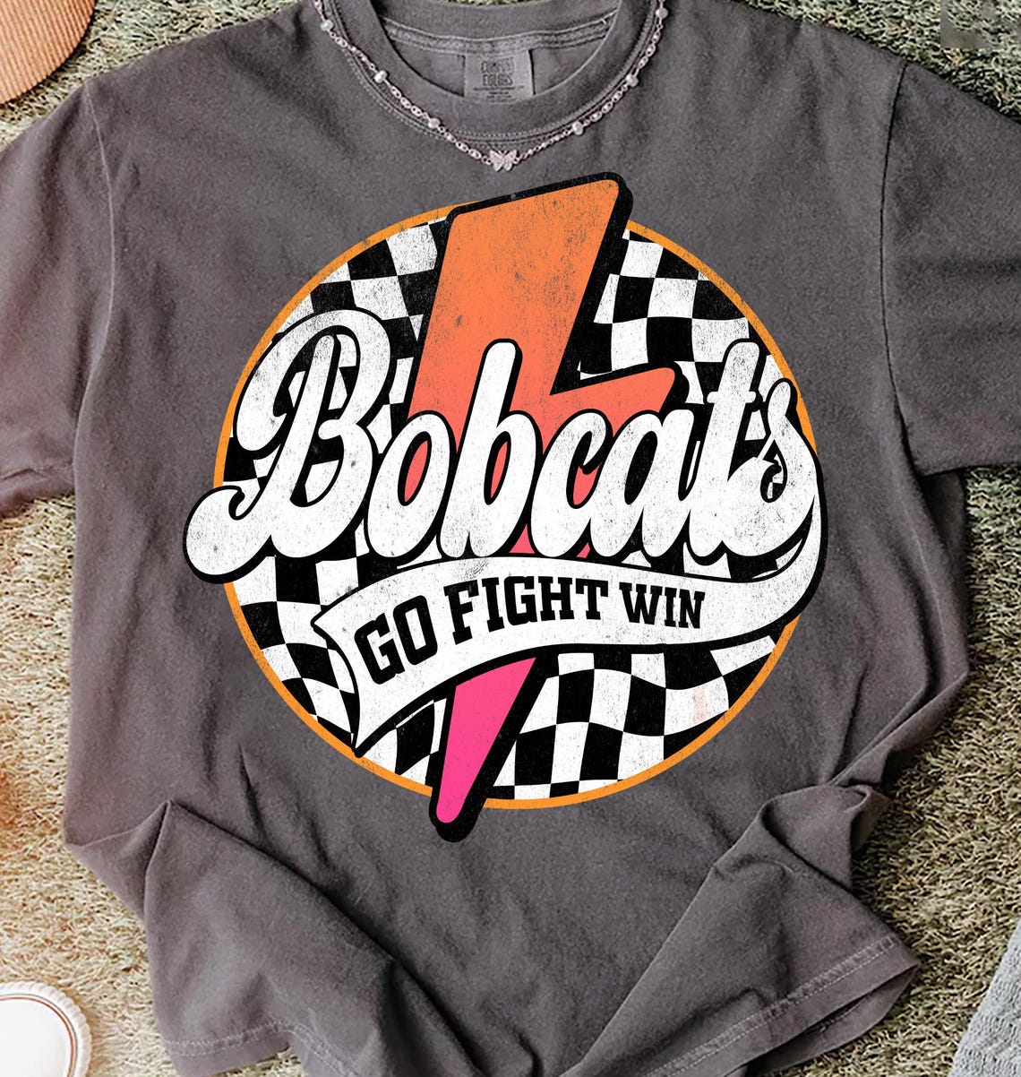 Bobcats Mascot Png Lightning Bolt Checkered Png Retro Bobcats ...