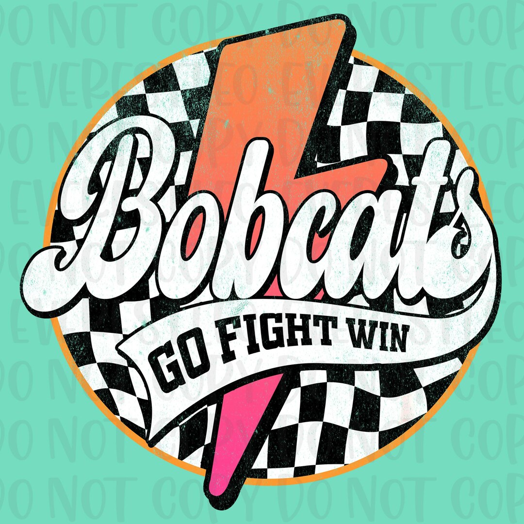 Bobcats Mascot Png Lightning Bolt Checkered Png Retro Bobcats ...