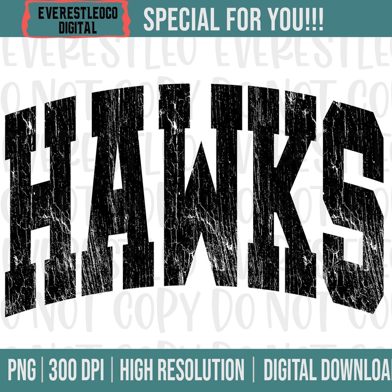 Hawks Png, Hawks Retro Typography Distressed School Spirit PNG, School ...