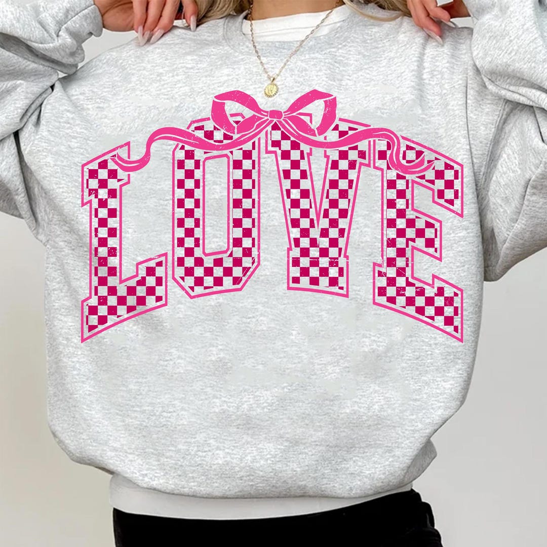 Retro LOVE Checker PNG Coquette Valentines Varsity Png Trendy Vday Cute ...