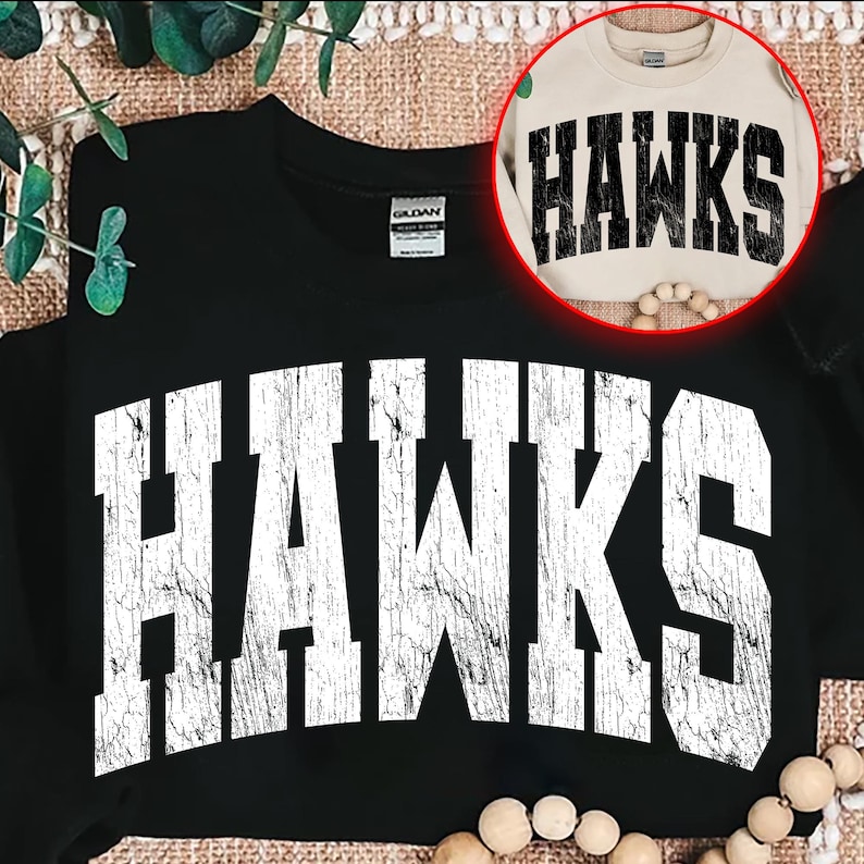 Hawks Png, Hawks Retro Typography Distressed School Spirit PNG, School ...