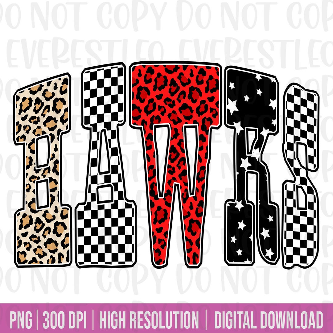 Hawks PNG, Hawks Mascot Varsity Letters Sublimation, Leopard Star ...
