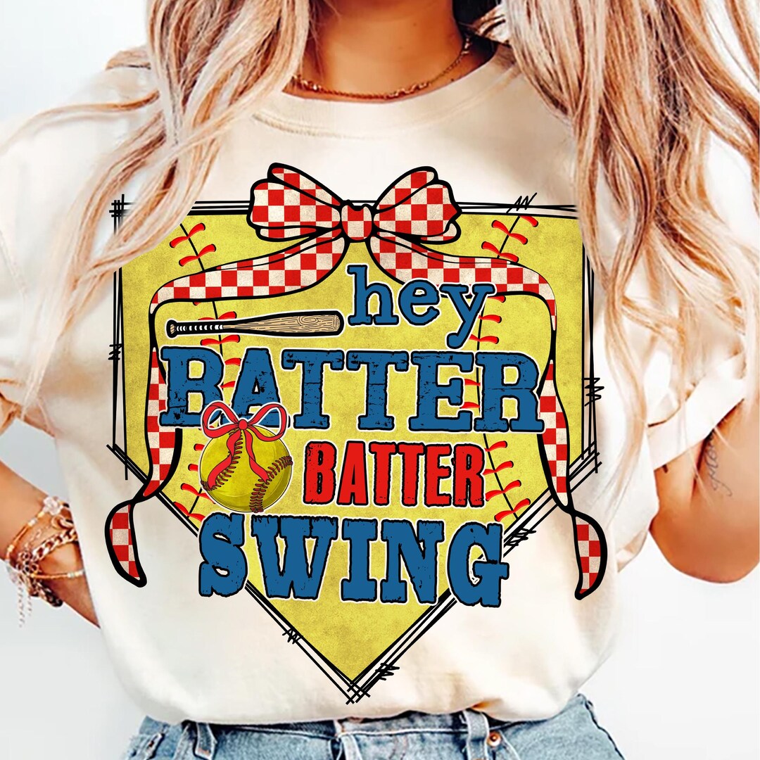 Retro Softball Batter Batter Swing PNG Checkered Softball Coquette Png ...