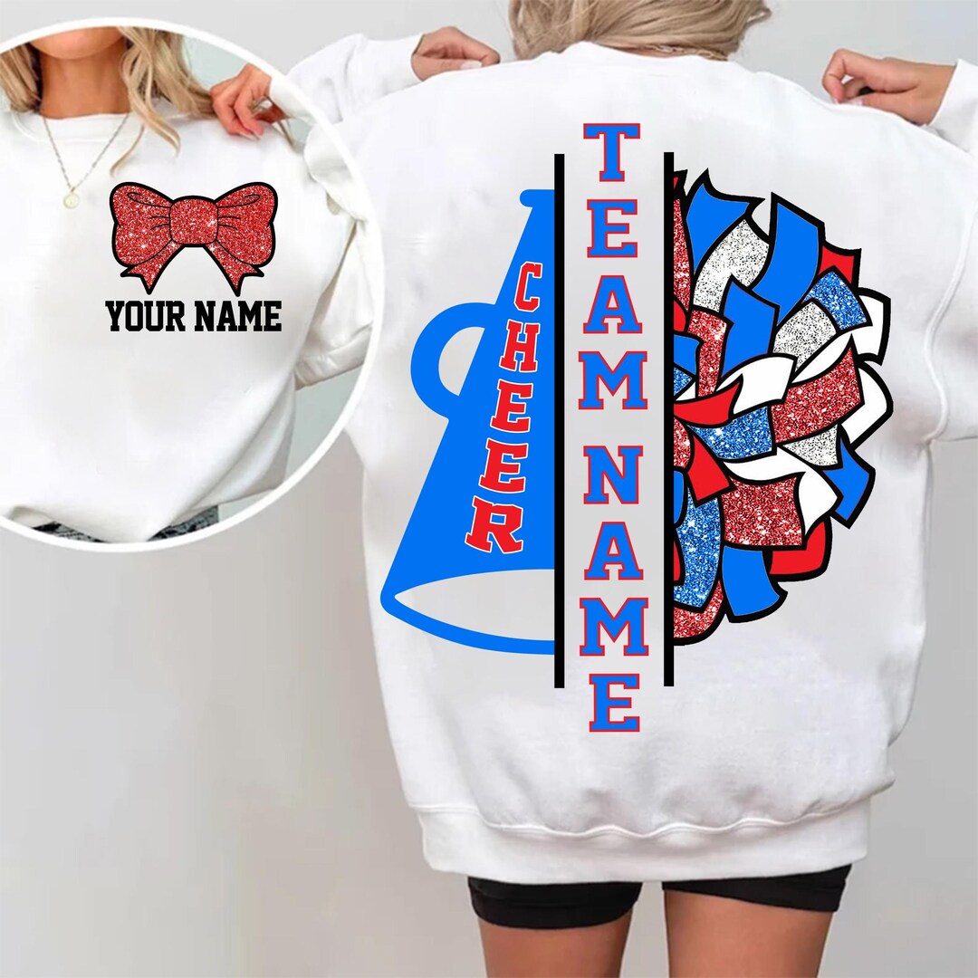 Custom Cheer Png, Cheerleader Team Shirts, Pom Pom, Bow and Megaphone ...