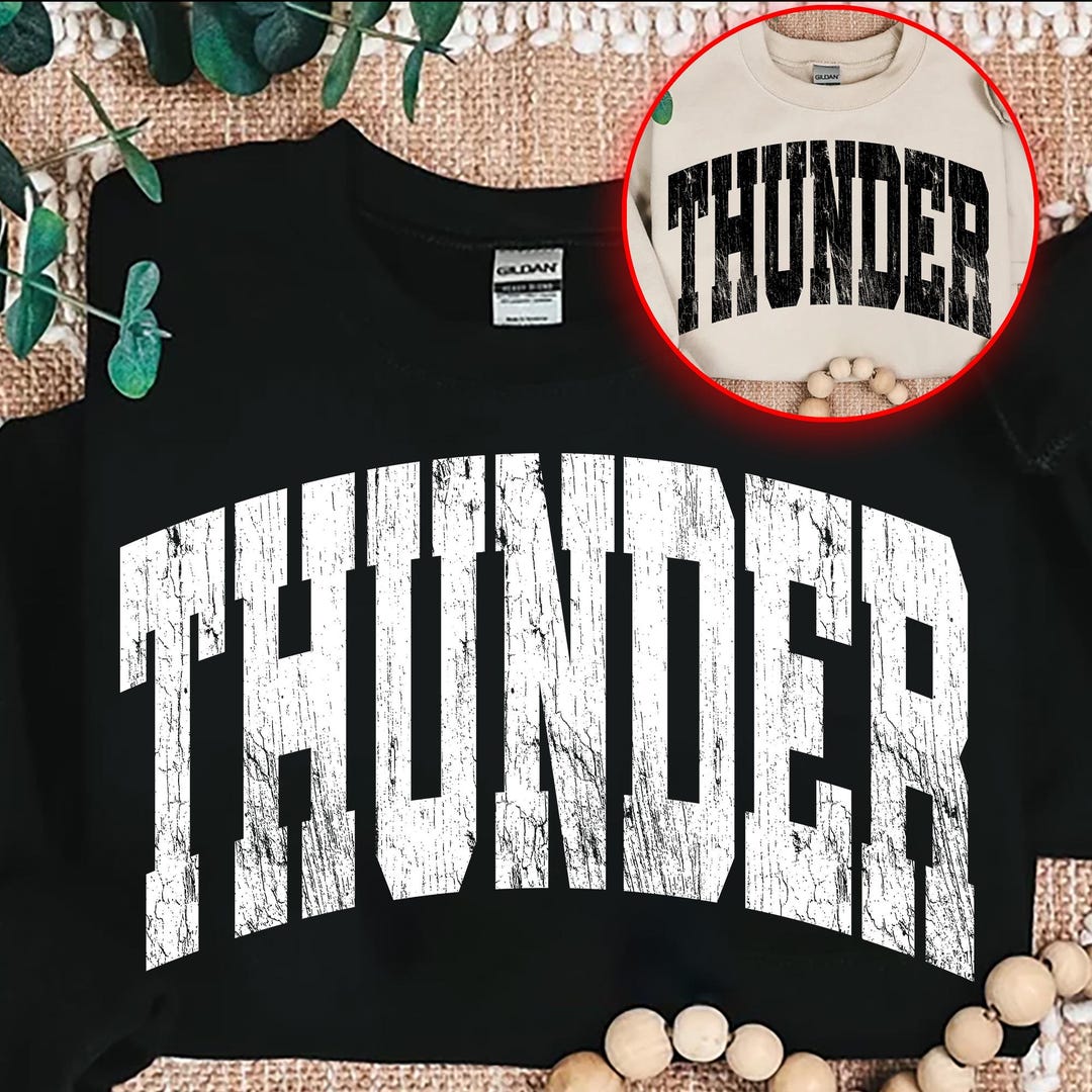 Thunder Png, Thunder Retro Typography Distressed School Spirit PNG ...