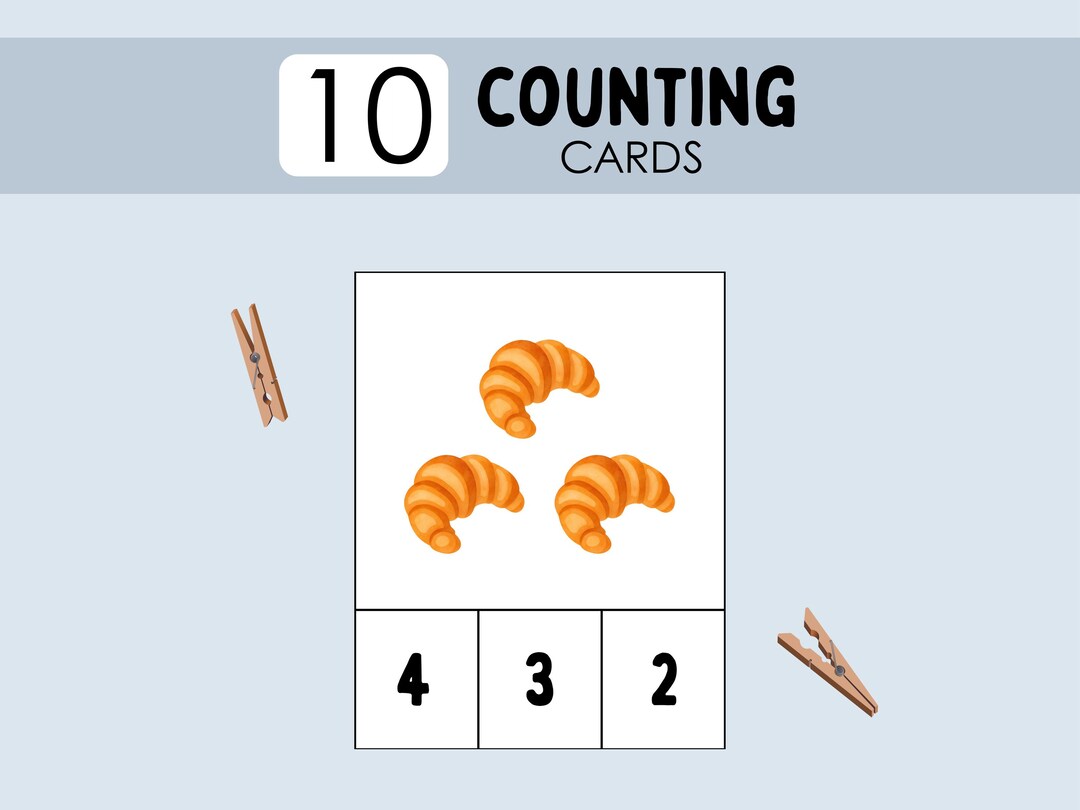 Croissant Counting Cards 1-10 Printable, Preschool Math Activity ...