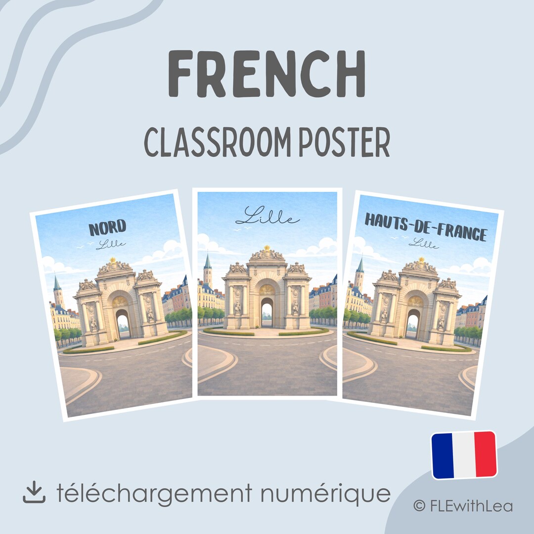 French Classroom Lille France Printable PDF French Class Decor FLE ...