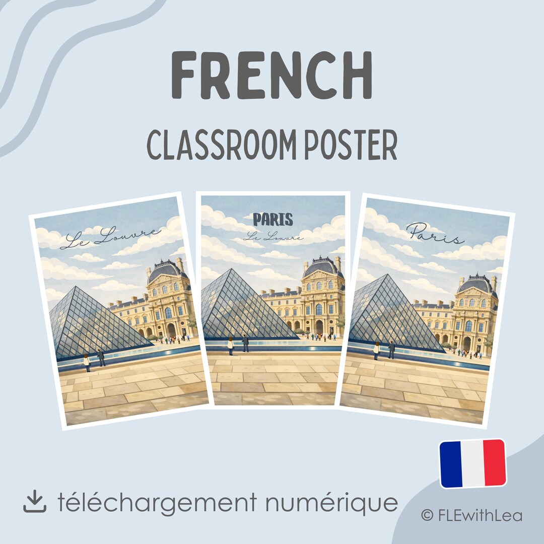 French Classroom Poster Paris Louvre Printable PDF French Class Decor ...