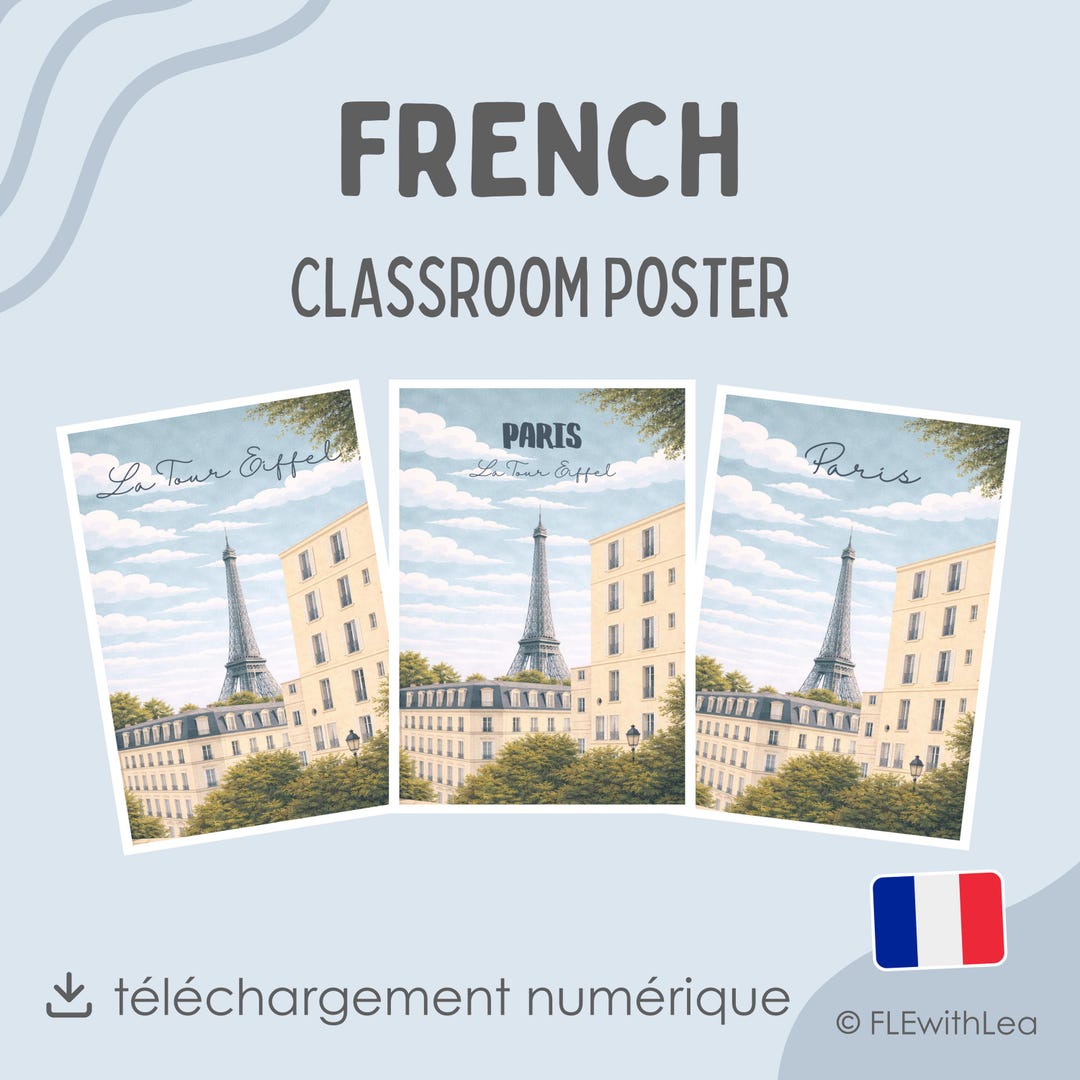 French Classroom Poster Paris Eiffel Tower Printable PDF French Class ...